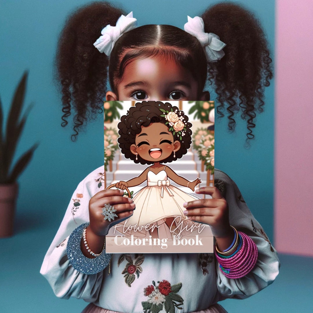 Flower Girl Coloring Book, Will You Be My Flower Girl Black Girl Flower ...