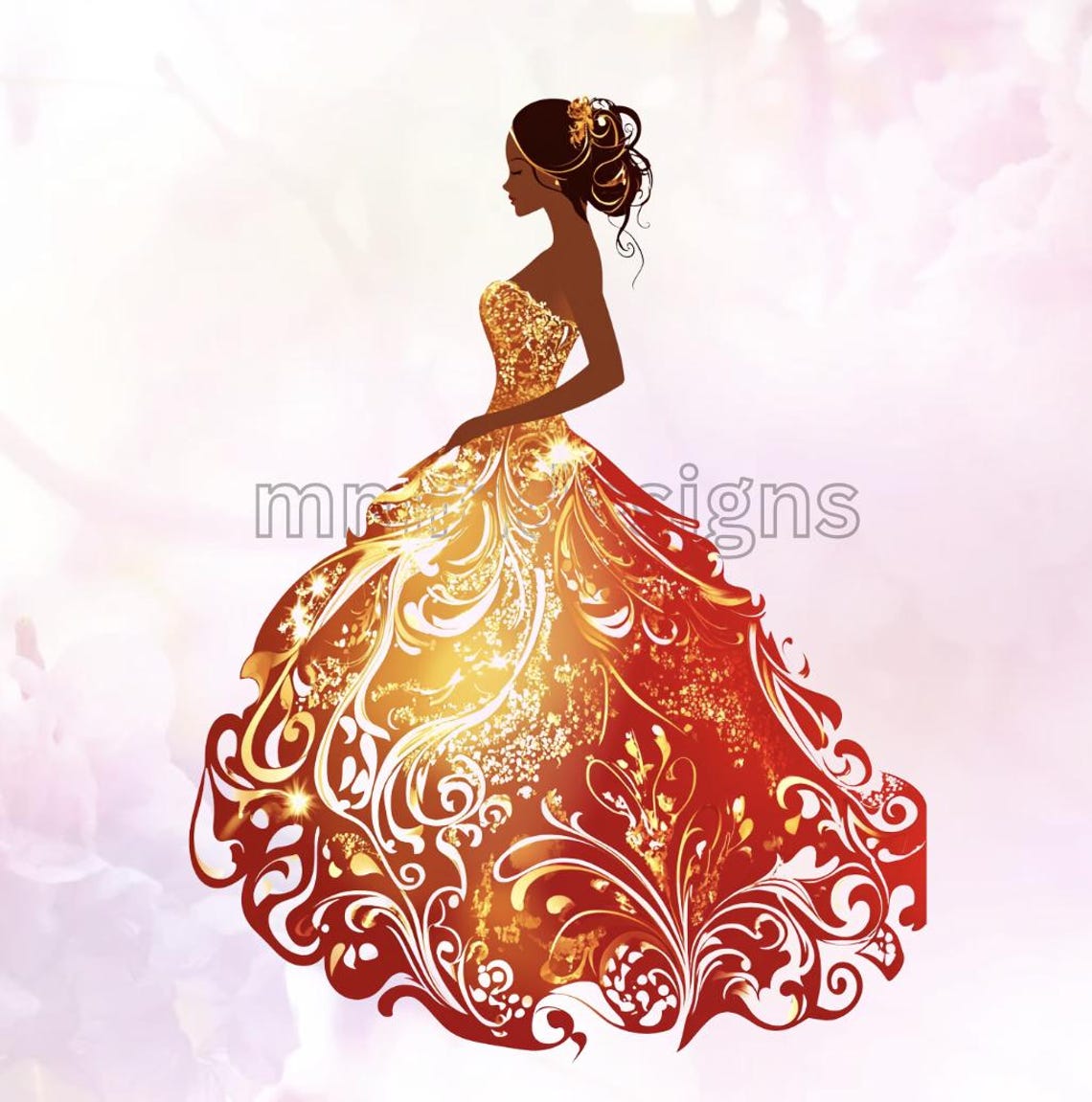 Red and Gold Quinceañera Clip Art -- Elegant Mis Quince Años Images ...