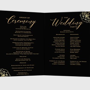 Wedding Program Template-black and Gold - Etsy