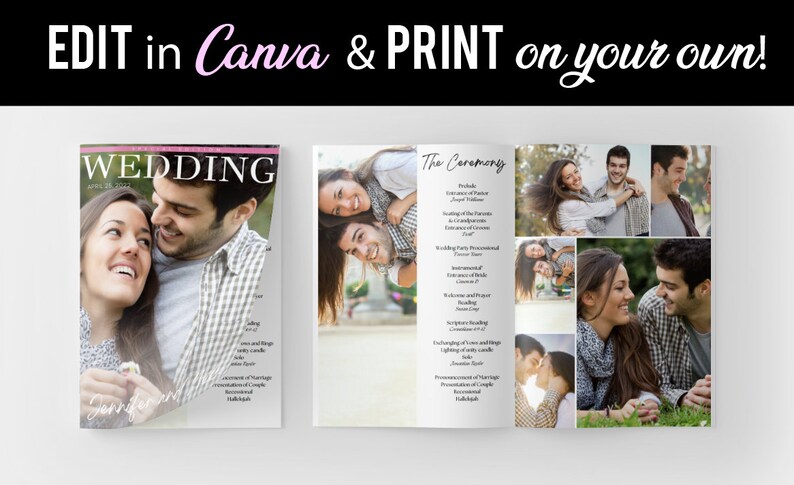 Magazine Wedding Program Template-edit Your Own INSTANT - Etsy