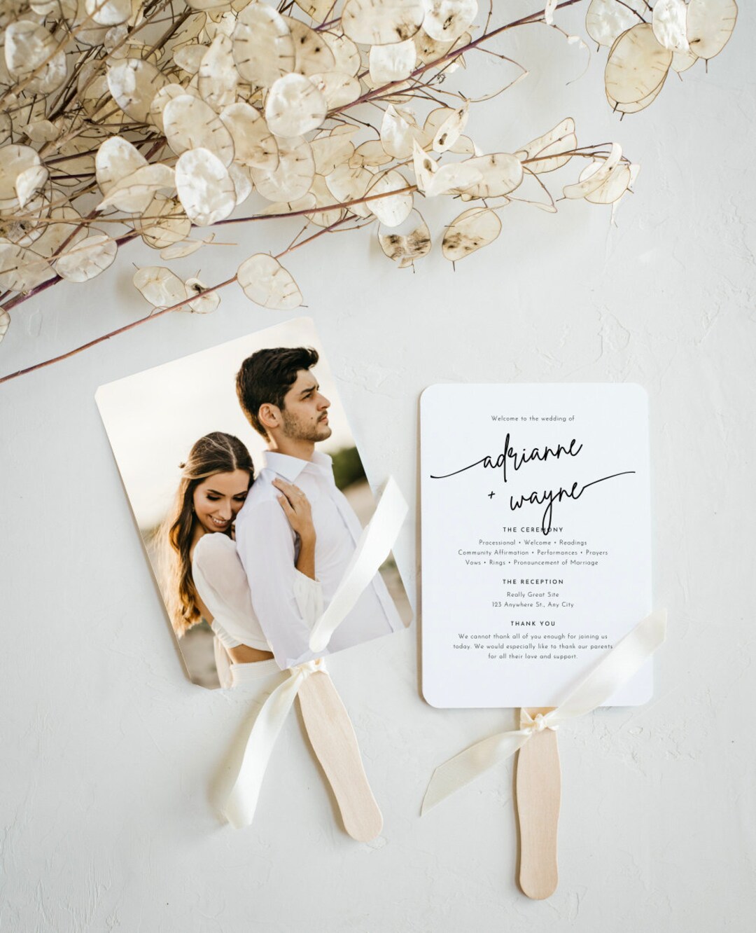Wedding Program Fan Template, Luxury Calligraphy, Elegant Wedding Fan ...