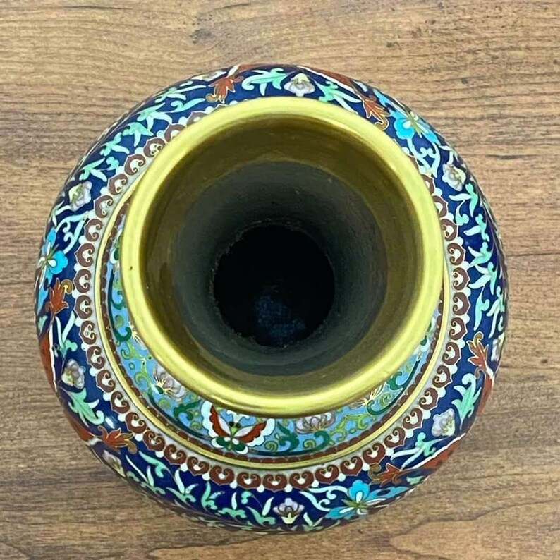 Antique Chinese Pair of Bronze Light Blue Cloisonne Enamel Floral ...