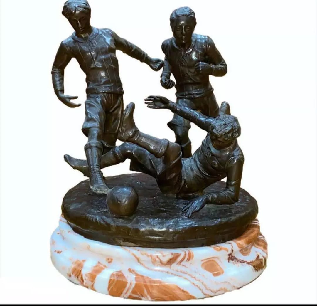 Vintage Bronze Victorian Football Soccer Players Marble Base Sculpture ...