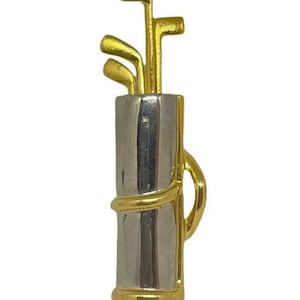 Vintage Gold Silver Two Tone Golf Club Set Bag Brooch Pin Costume ...