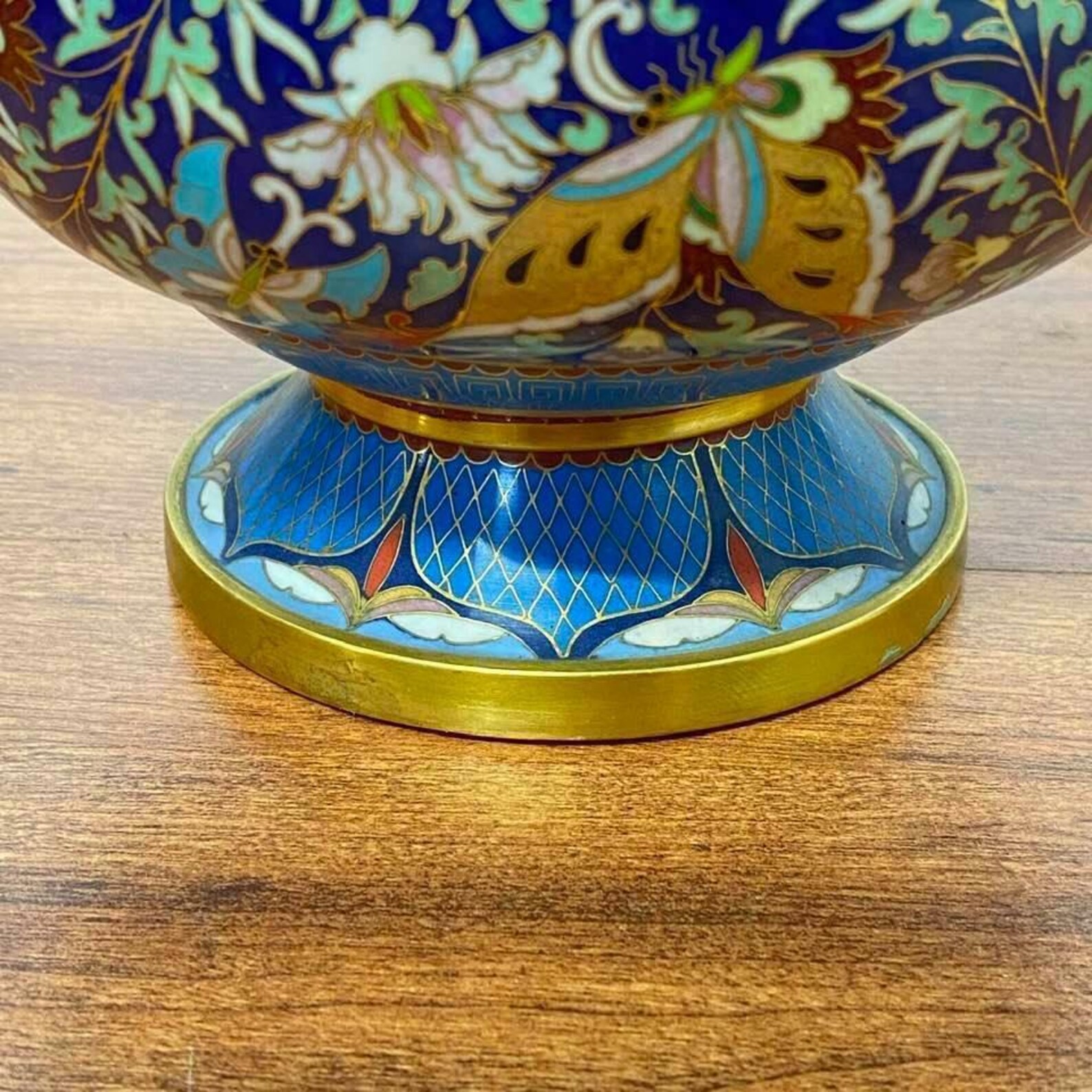 Antique Chinese Pair of Bronze Light Blue Cloisonne Enamel Floral ...