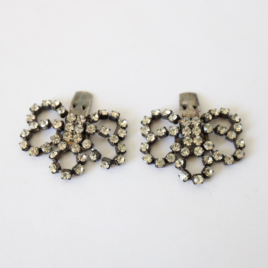 Vintage 1930's Rhinestone Bow Shoe Clips Original Art Deco French ...