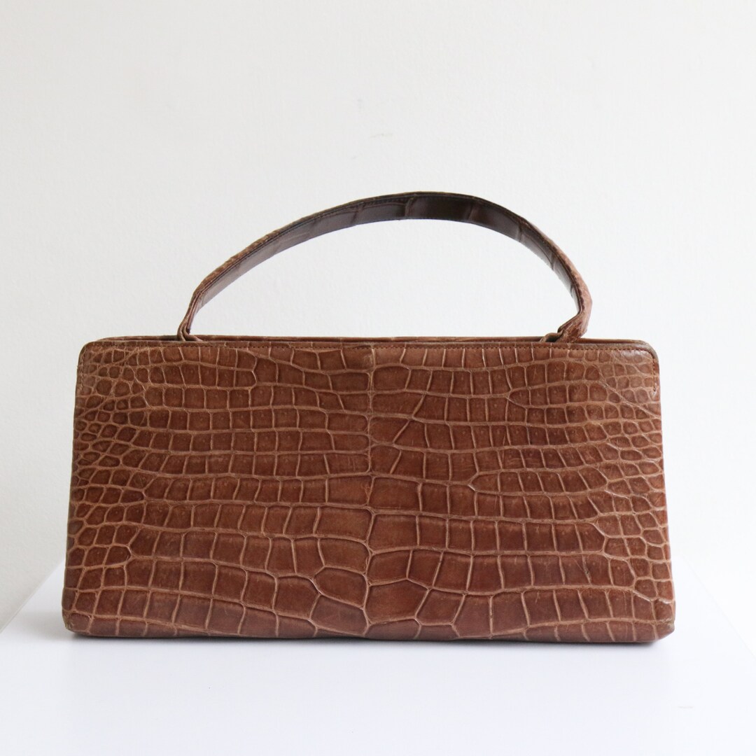 Vintage 1950's Chocolate Brown Vinyl Handbag Original 1950s Handbag ...