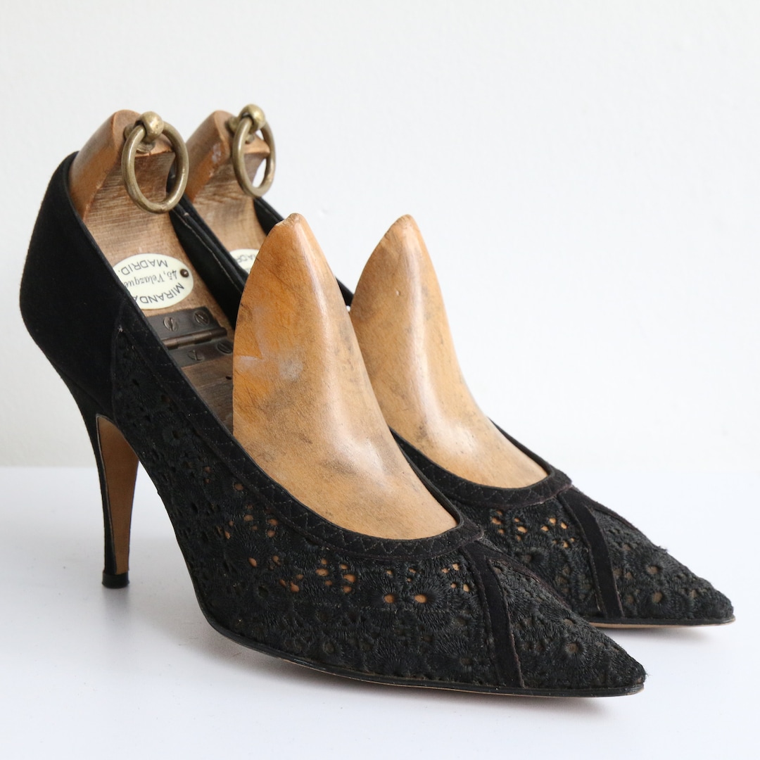 Vintage 1950's Black Stiletto Shoes UK 4 US 6 EU 37 Original 1950s ...