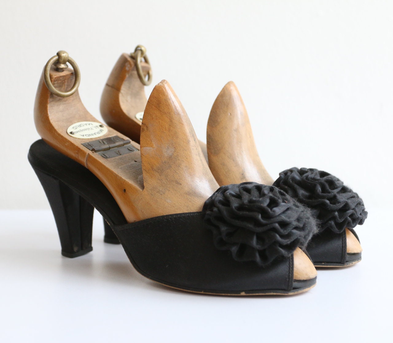 Vintage 1950s Black Satin Slippers 1950s Satin Mules Etsy