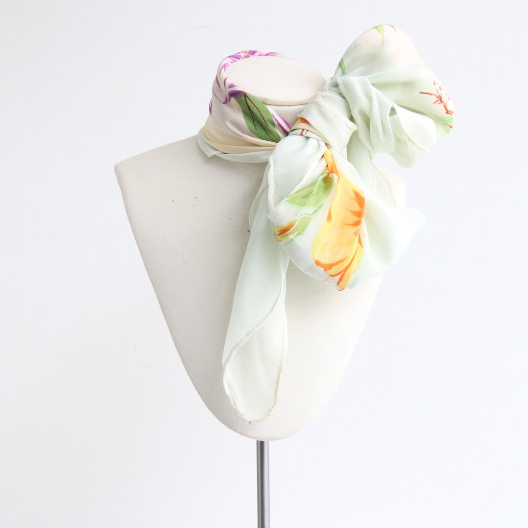 Vintage 1950's Tropical Floral Silk Scarf Original 1950s Scarf Vintage ...