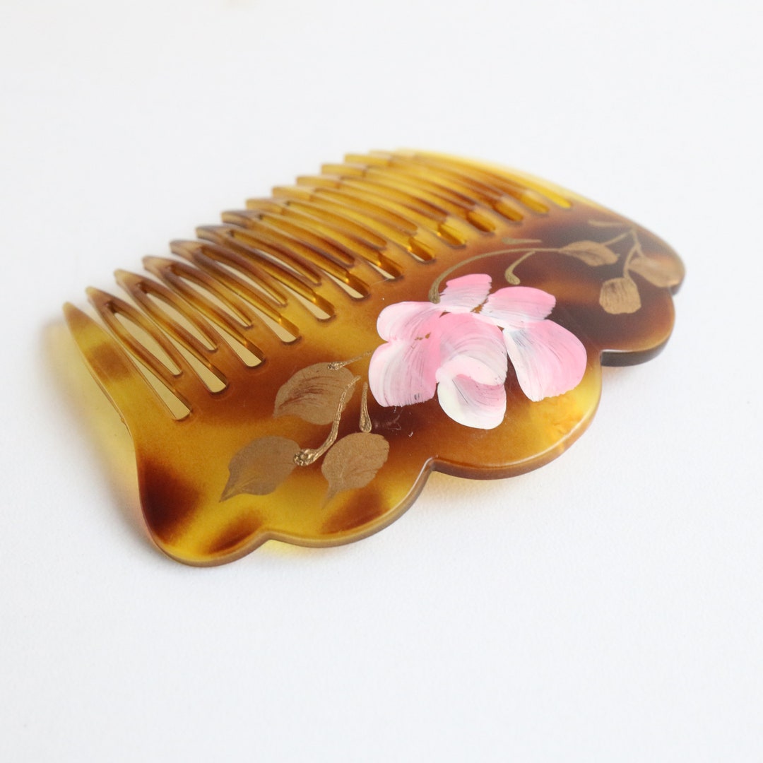 Vintage 1940's Painted Rose Hair Comb Original 1940s Hair Comb Vintage ...