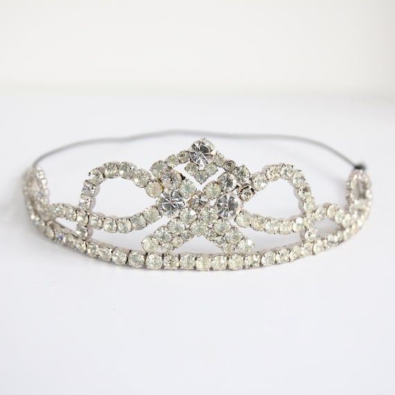 vintage 1950's tiara vintage 1950's silver rhinestone… - Gem