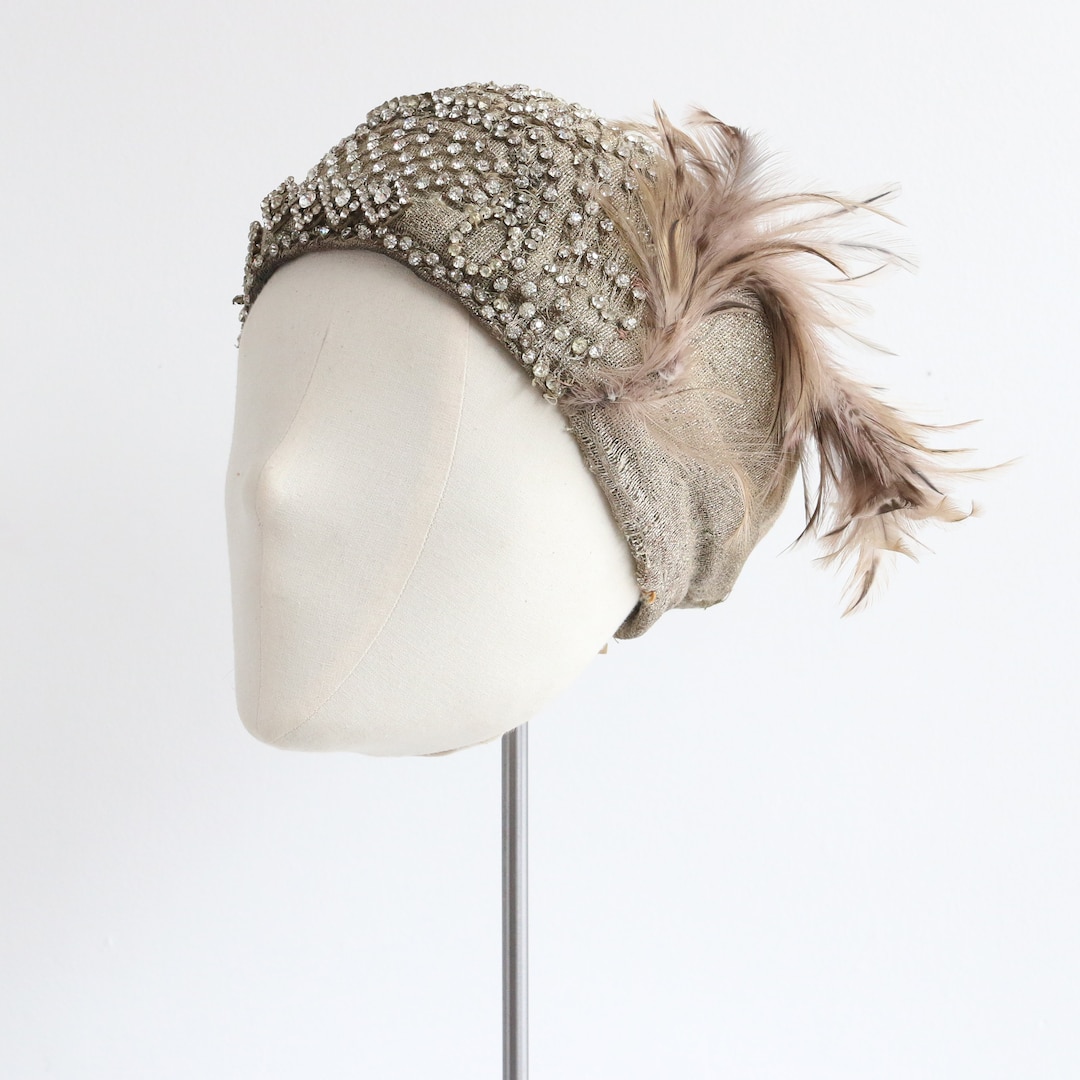 Vintage 1920's Lamé & Rhinestone Cloche Hat Original 1920s Hat 1920s ...