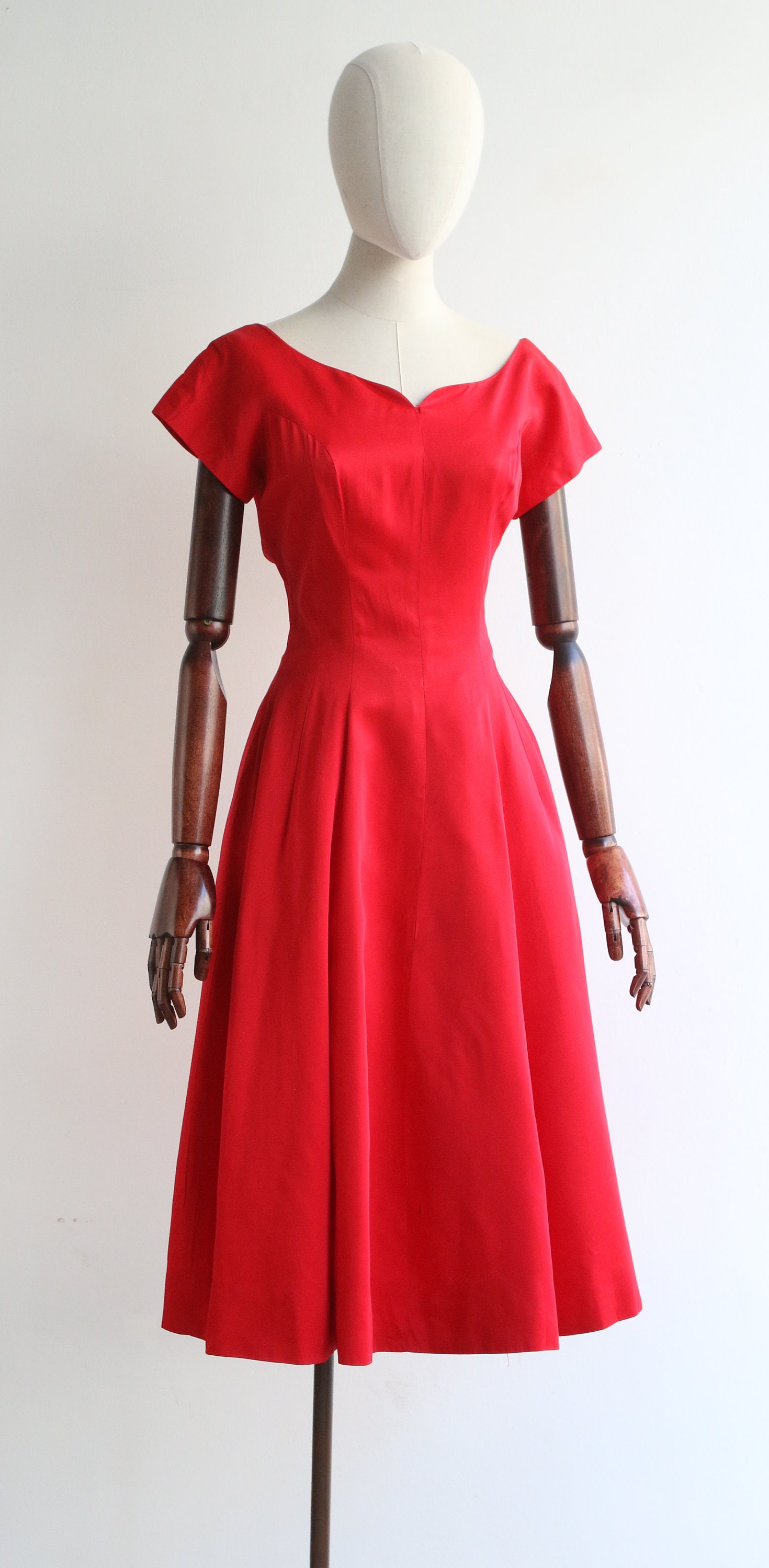 Vintage 1950's Red Satin Dress UK 10 US 6 Original 1950s - Etsy