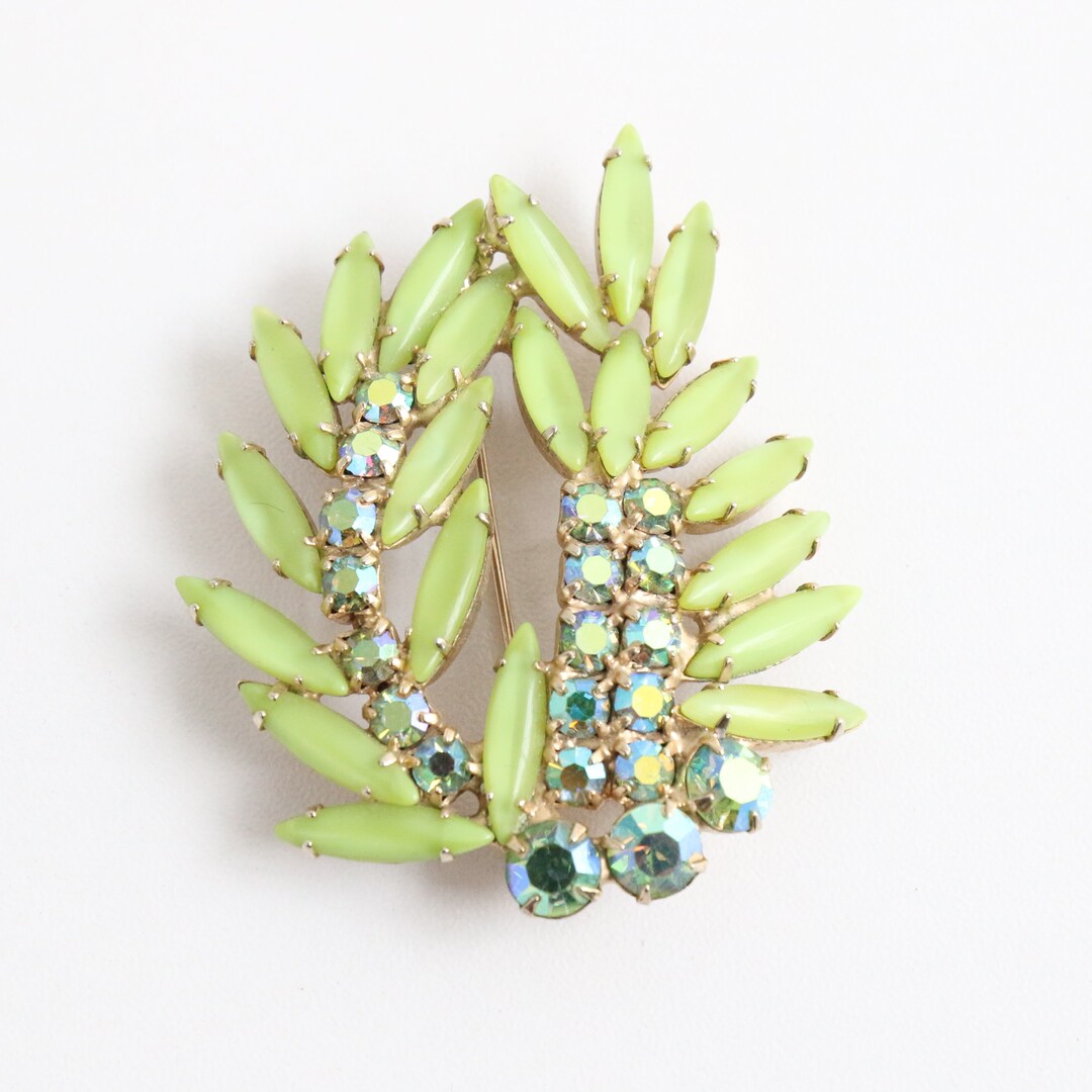Vintage 1950's Spring Green Botanical Brooch Original 1950s Brooch ...