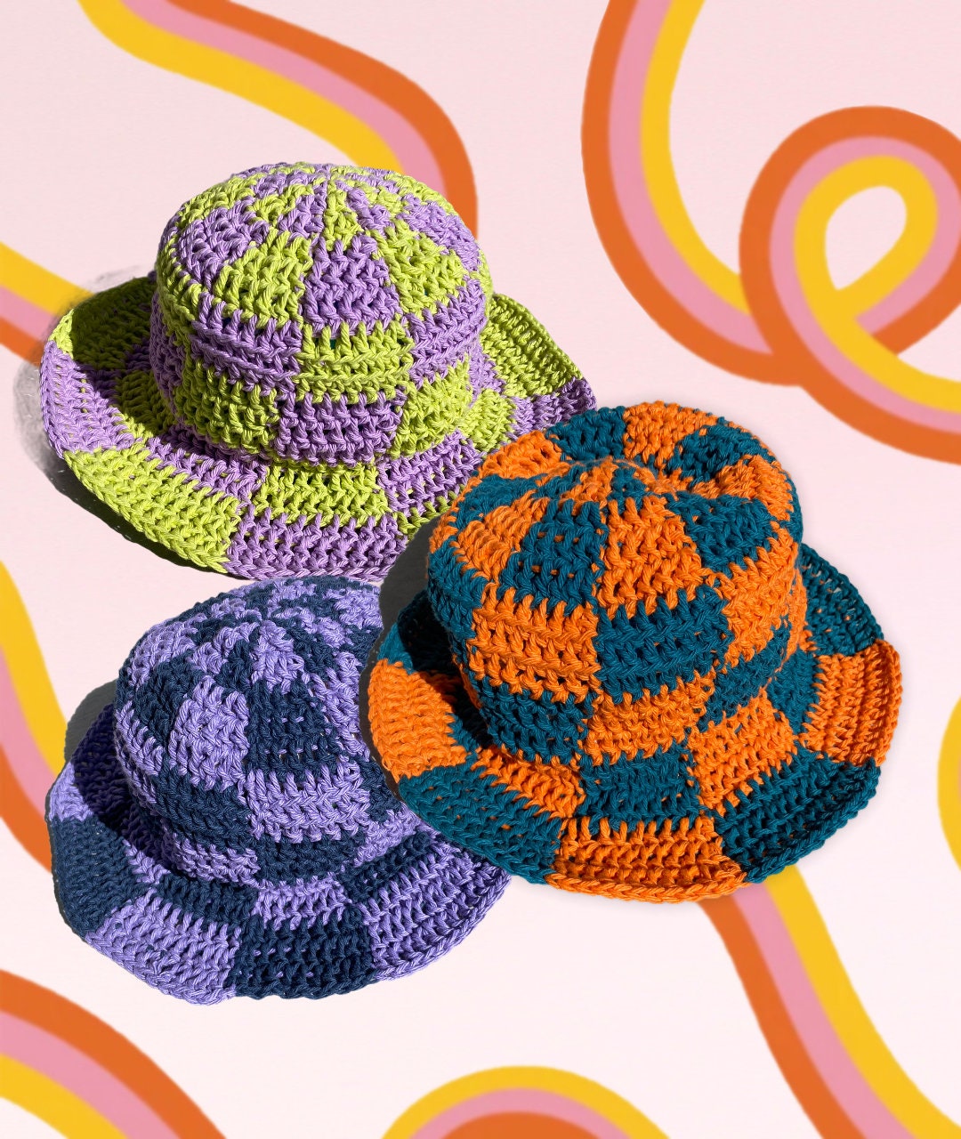 Crochet Checkerboard Bucket Hat PATTERN - Etsy