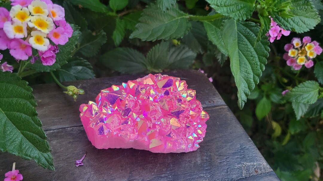 Angel Aura Cluster Pink Angel Aura Quartz Cluster Crystals Geode ...