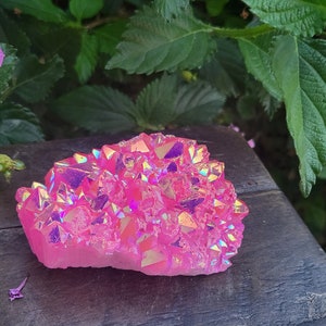 Angel Aura Cluster Pink Angel Aura Quartz Cluster Crystals Geode Cluster Specimen Rock Raw Stone ...