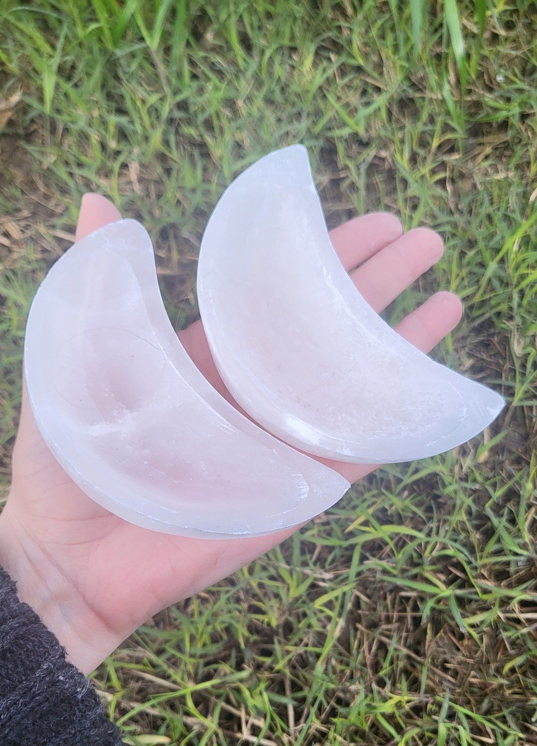 4" Selenite Moon Charging Bowl Selenite Moon Charging Dish Polished ...