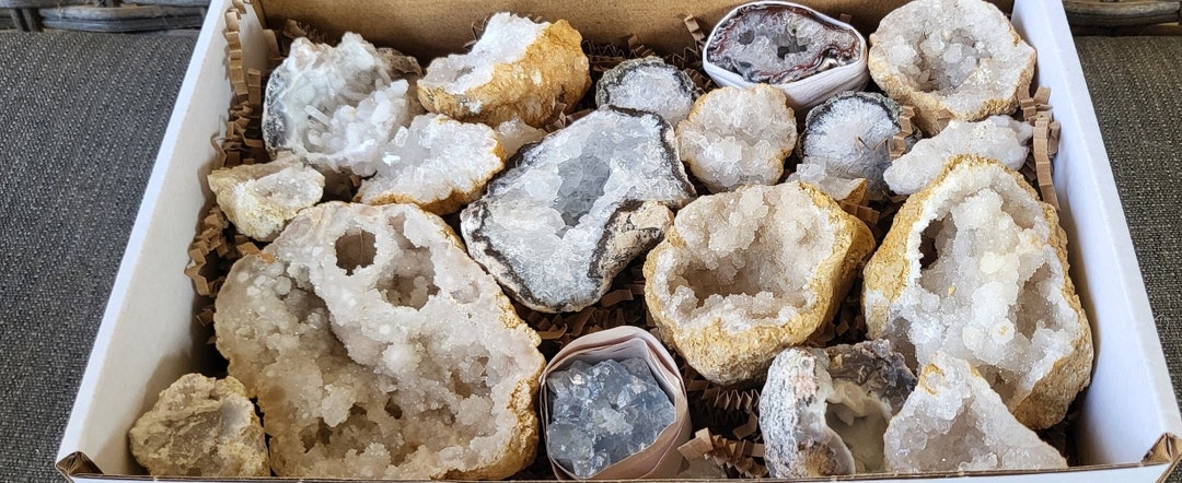 Opened Geode Clusters Geode Cluster Box Gift Box Geodes Crystals ...