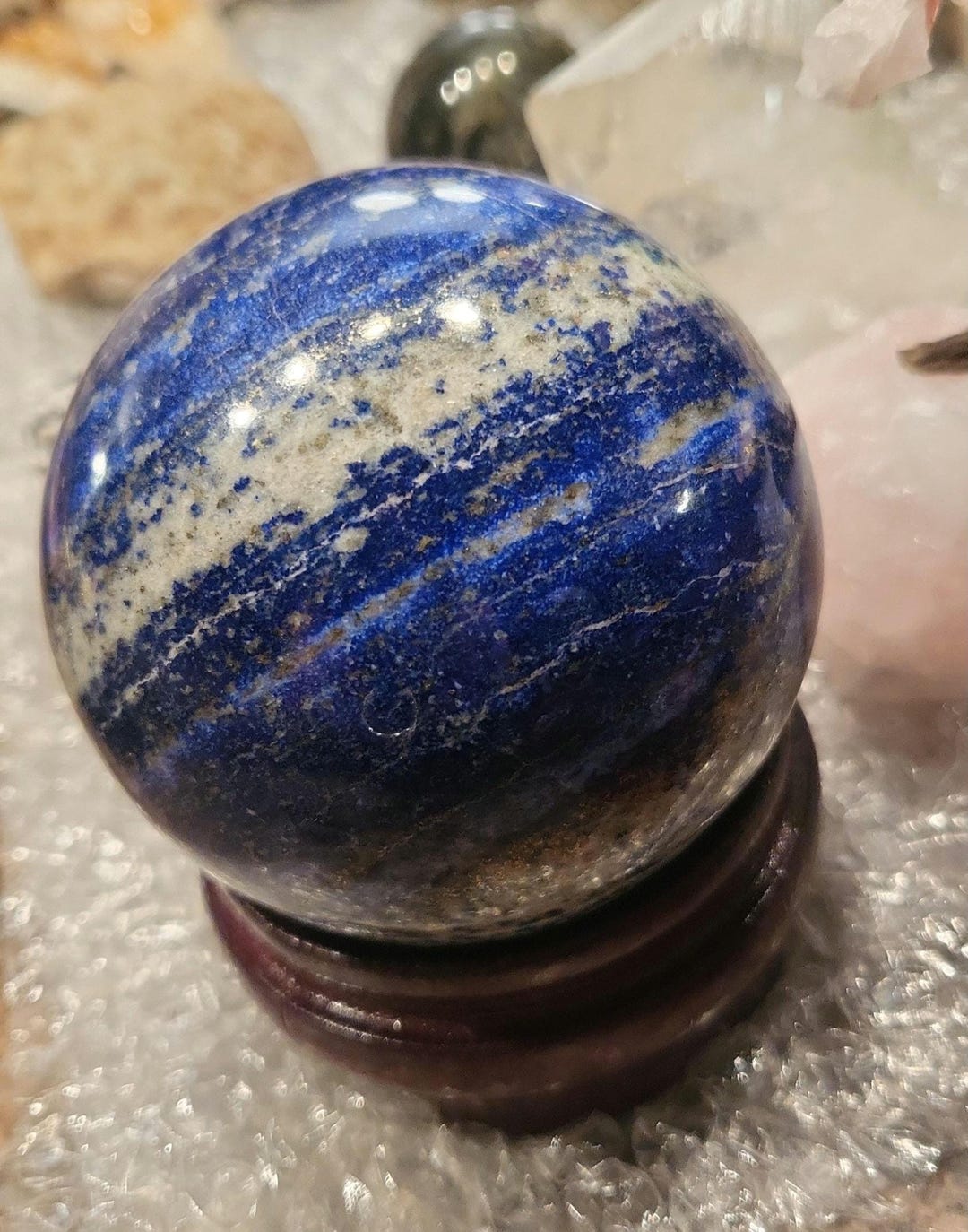 Lapis Lazuli Sphere 70mm Sphere Pyrite Crystal Ball UV Light Reactive ...
