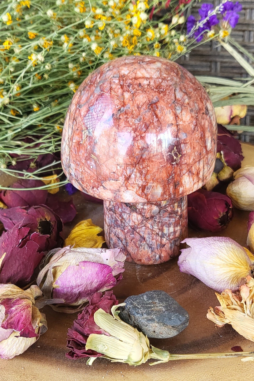 XL Red Feldspar Crystal Mushroom Red Feldspar Mushroom Large Mushroom ...