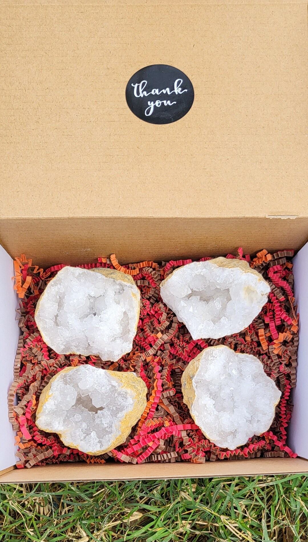 Set of Four Opened Geode Clusters Gift Box Gift Set Druzy Crystals ...