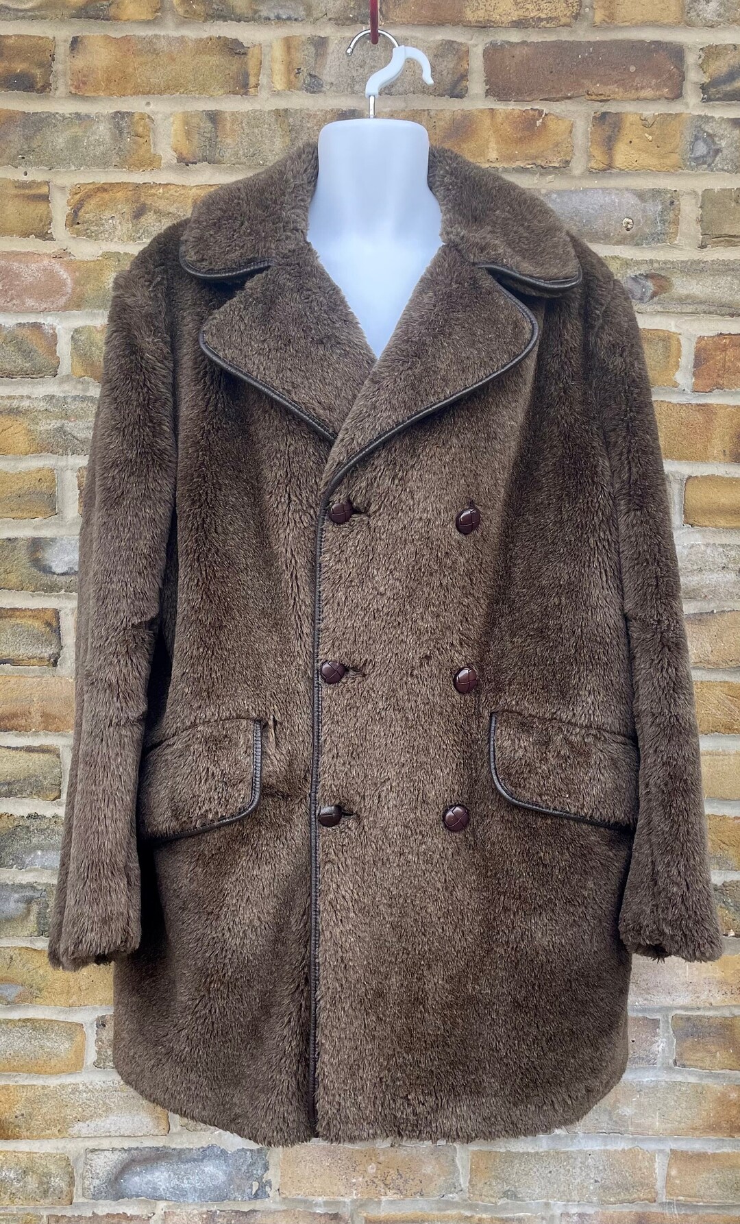 Vintage 1980's "bhs" Quality Dark Brown Fleece Faux Fur Coat, Size UK ...