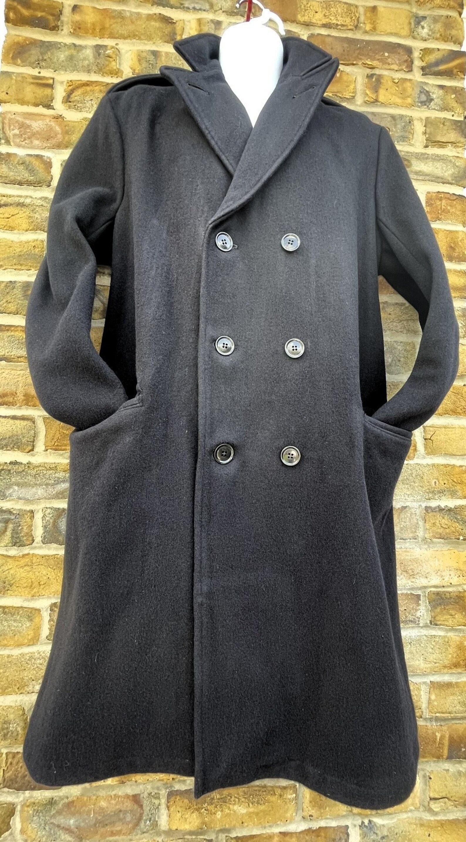 Vintage 1970's Original Pure Wool Military/seaman Long Navy Blue ...