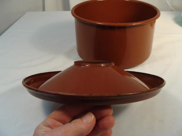 Vintage Brown Enamel Spittoon 2 Piece Rustic Primitive Farmhouse Decor ...