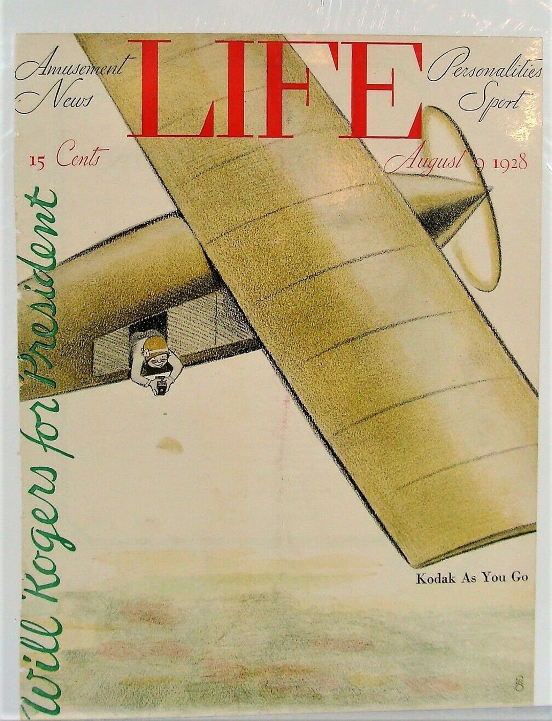 Aug 1928 Life Magazine Cover Person Taking Kodak Pictures in Plane Art ...