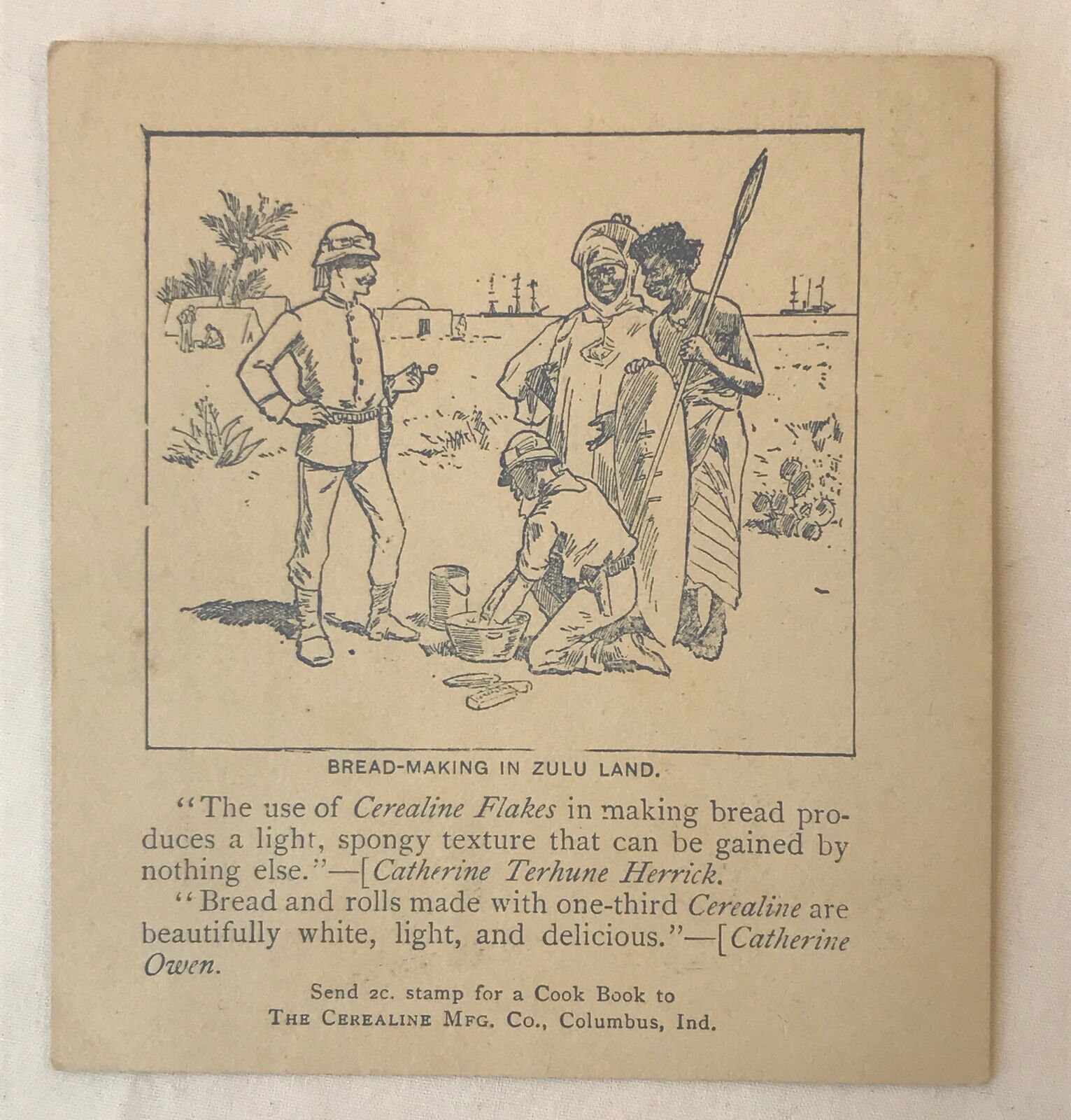 Cerealine Flakes Antique Trade Card 1890's Zulu Land African Native ...