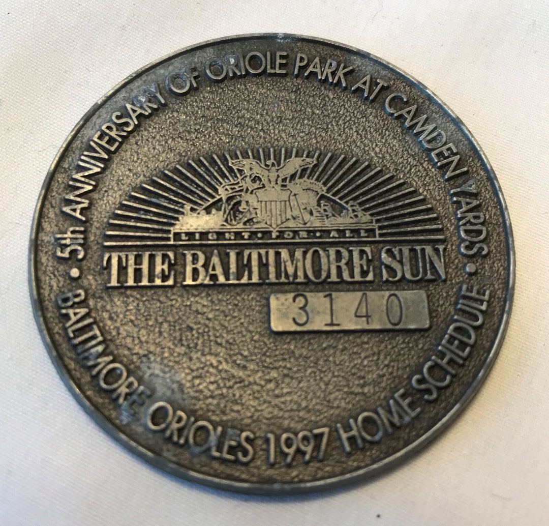 1997 NOS Baltimore Orioles Metal Coin Token 5th Anniversary Camden ...