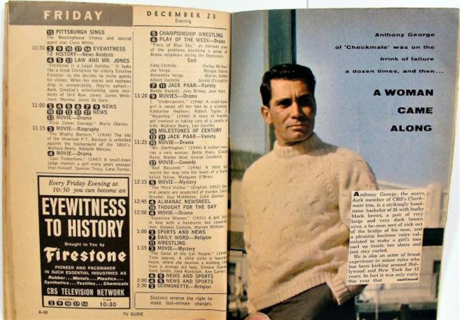 Vintage Dec 17 1960 TV Guide Sabastian Cabot Doug Mcclure Joey Bishop ...