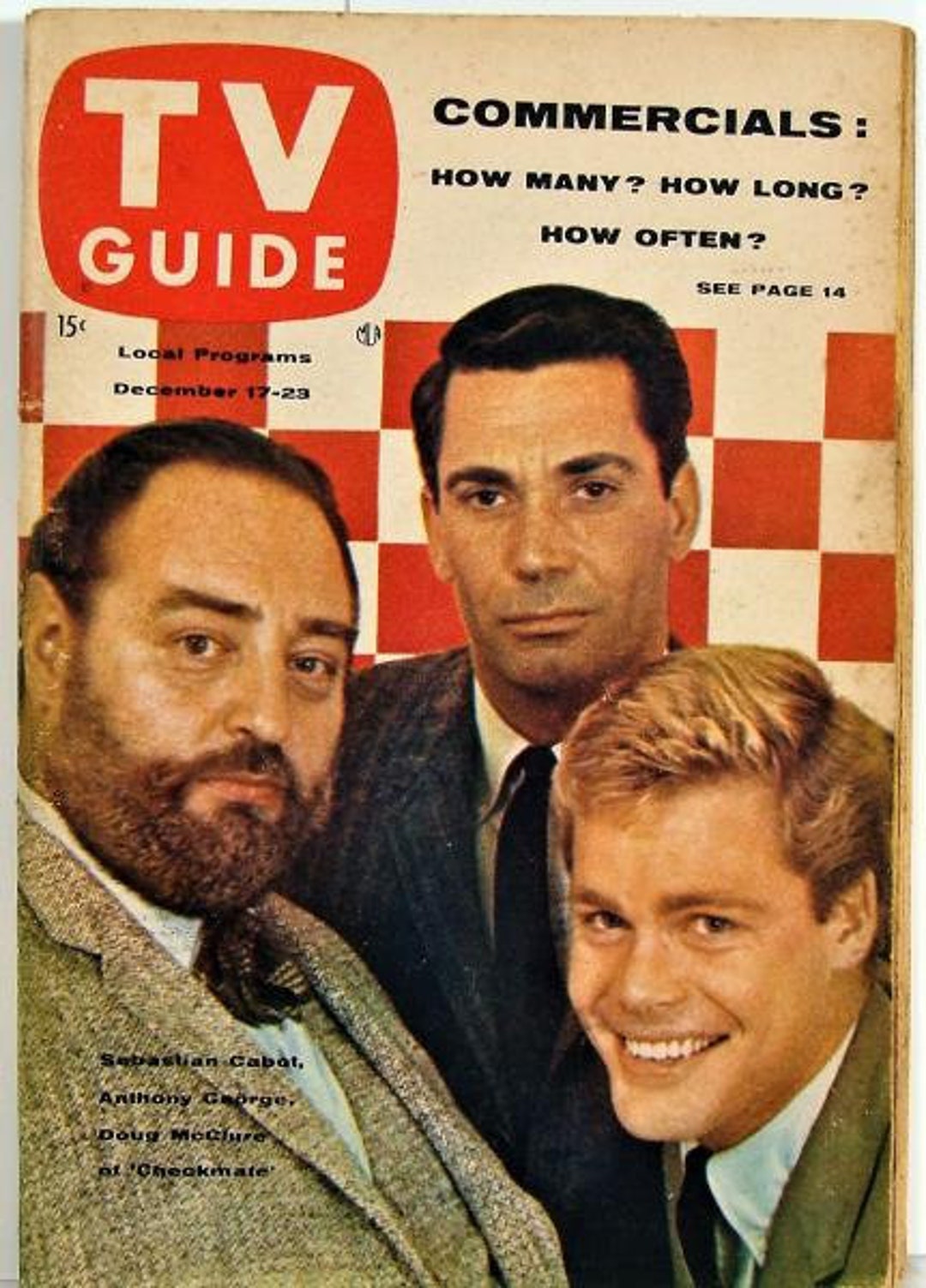 Vintage Dec 17 1960 TV Guide Sabastian Cabot Doug Mcclure Joey Bishop ...