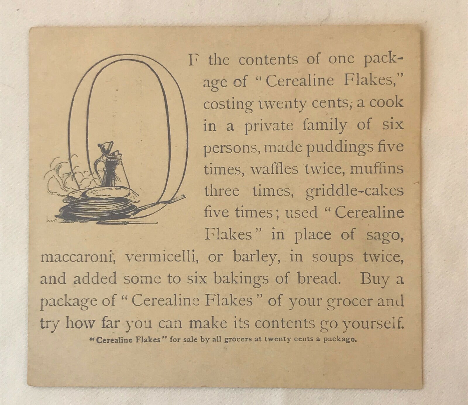 Cerealine Flakes Antique Trade Card 1890's Stray Horse Gulch Columbus ...