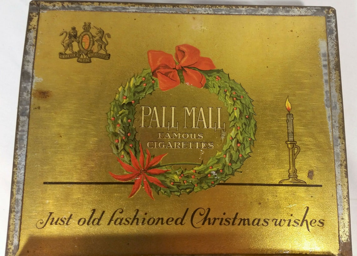 Vintage Red Tin Pall Mall Cigarettes Candy Box Style Tobacco Christmas ...