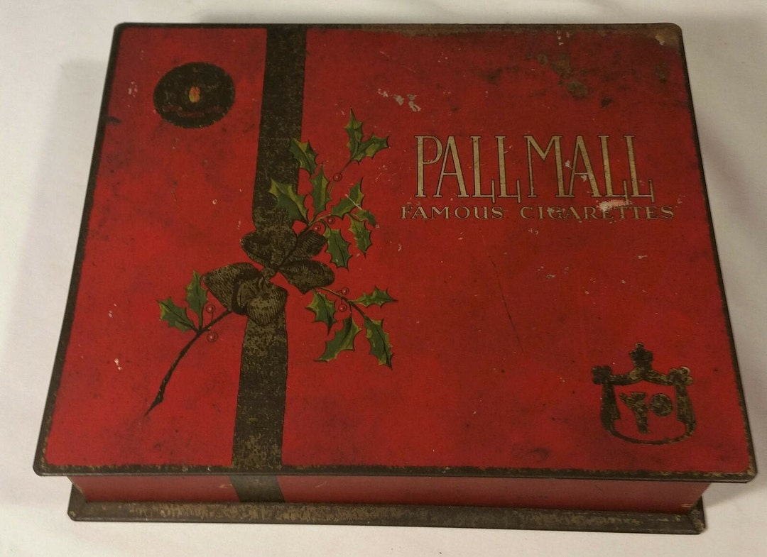 Vintage Red Tin Pall Mall Cigarettes Candy Box Style Tobacco Christmas ...