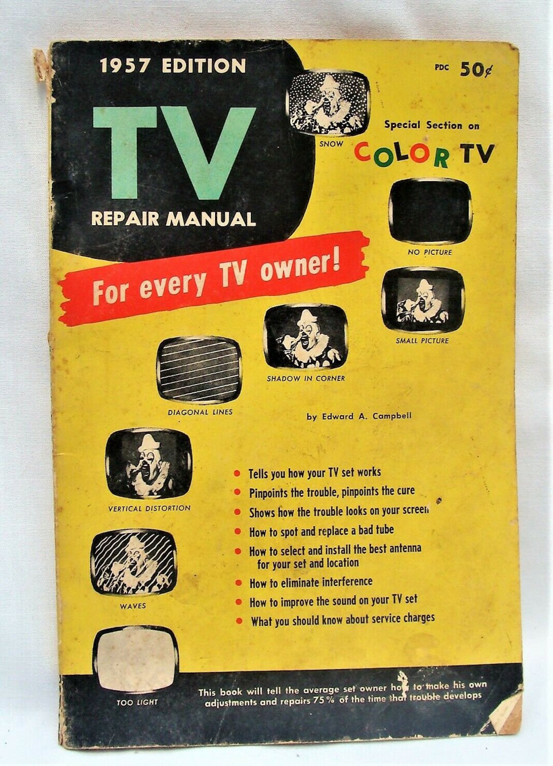 1957 TV Repair Manual DIY Special Section on Color TV Vintage Newsstand ...