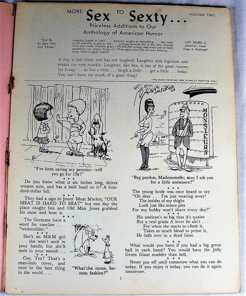 Here is a Vintage 1963 More Sex to Sexty Humor Cartoon Magazine Book #2 Pierre Davis Artwork ...