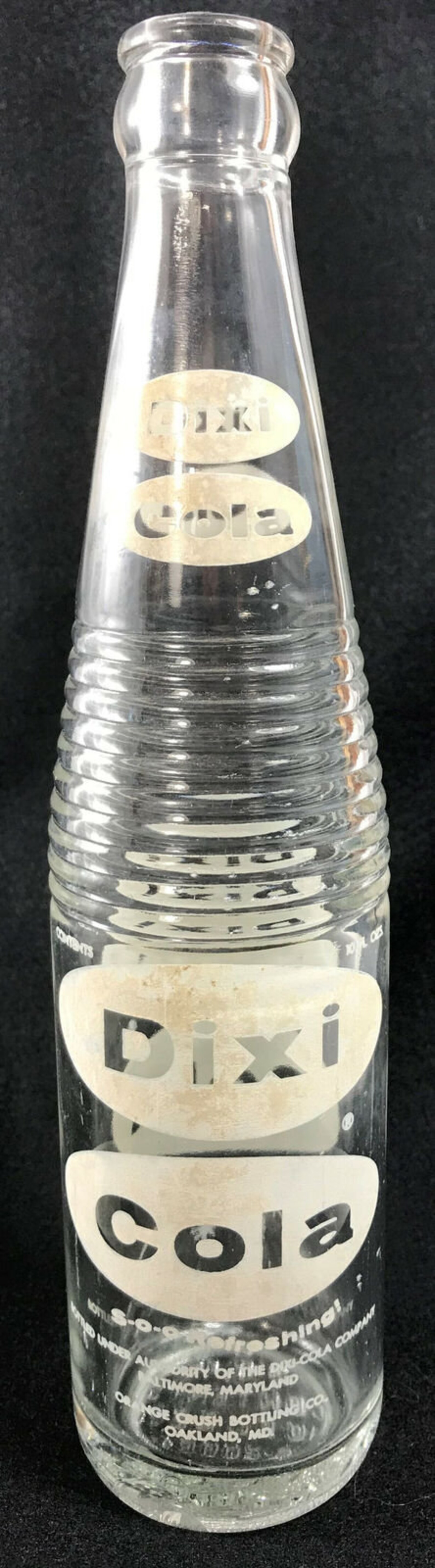 Vintage Dixi Cola Soda Bottle White ACL Very Good Cond Oakland Md ...