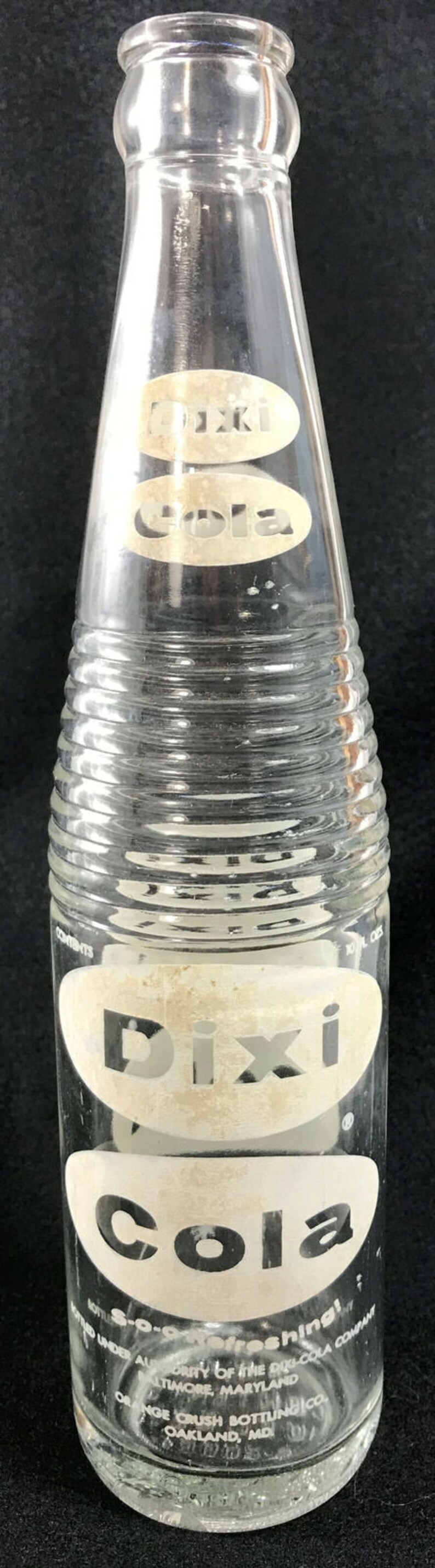 Vintage Dixi Cola Soda Bottle White ACL Very Good Cond Oakland Md ...