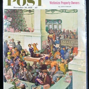 Saturday Evening Post Cover Only Dec 20 1958, Packed Store Shopping ...