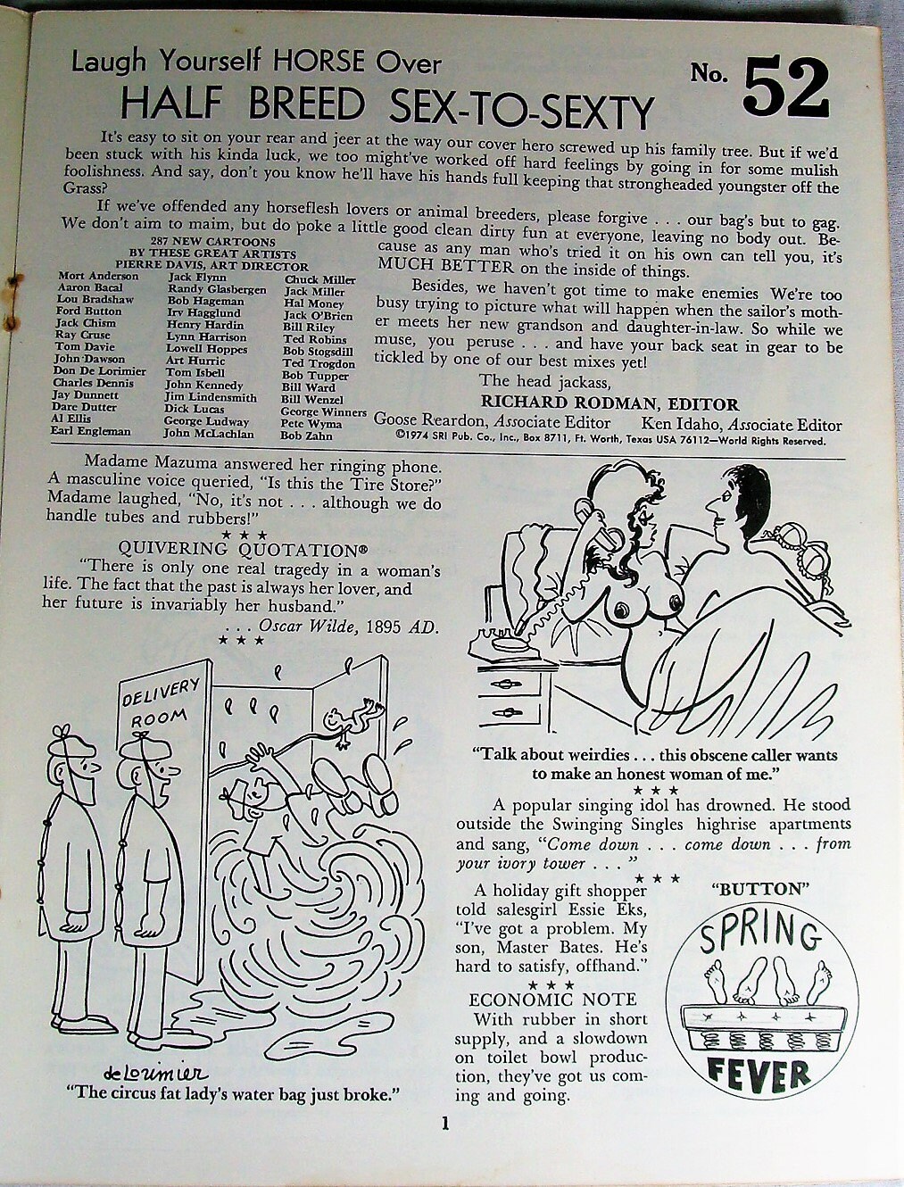 Vintage 1974 Half Breed Sex To Sexty Humor Cartoon Magazine Book 52 Pierre Davis Artwork Etsy