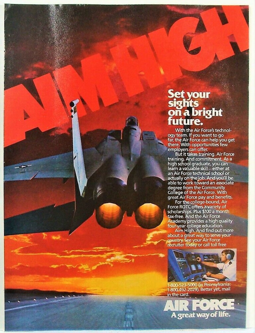 1982 Air Force Recruitment for a Bright Future Jet Aircraft Plane Photo ...