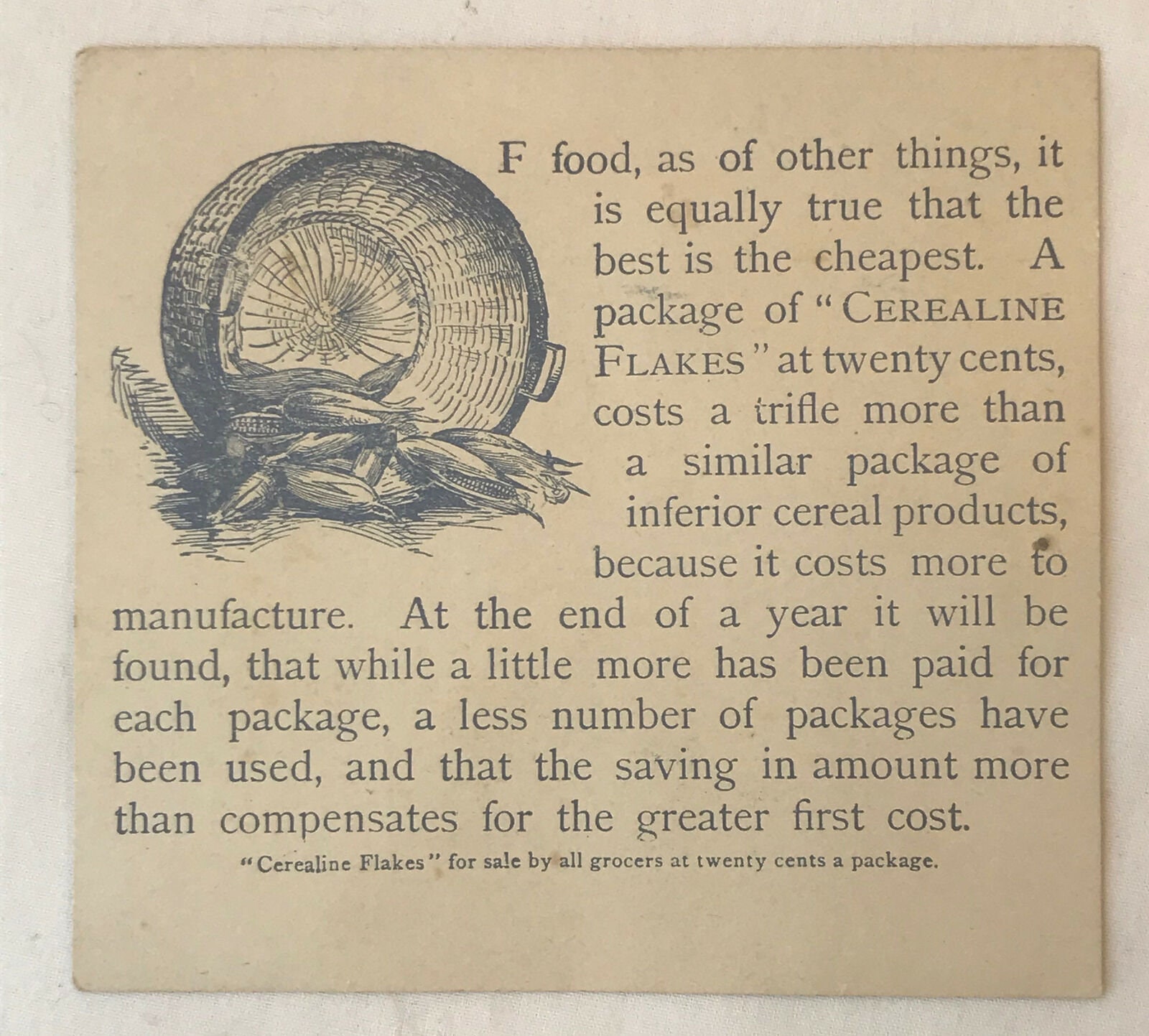 Cerealine Flakes Antique Trade Card 1890's Native American Campfire ...