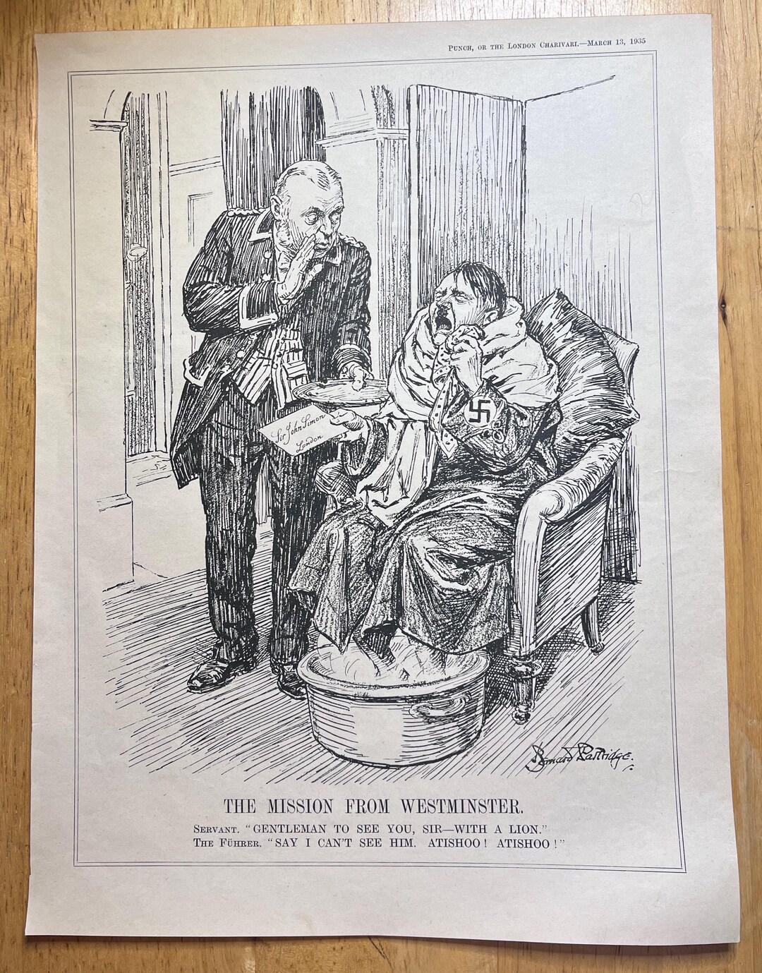 Original 1935 Hitler WWII British Political Cartoon Satire Simon Cold ...