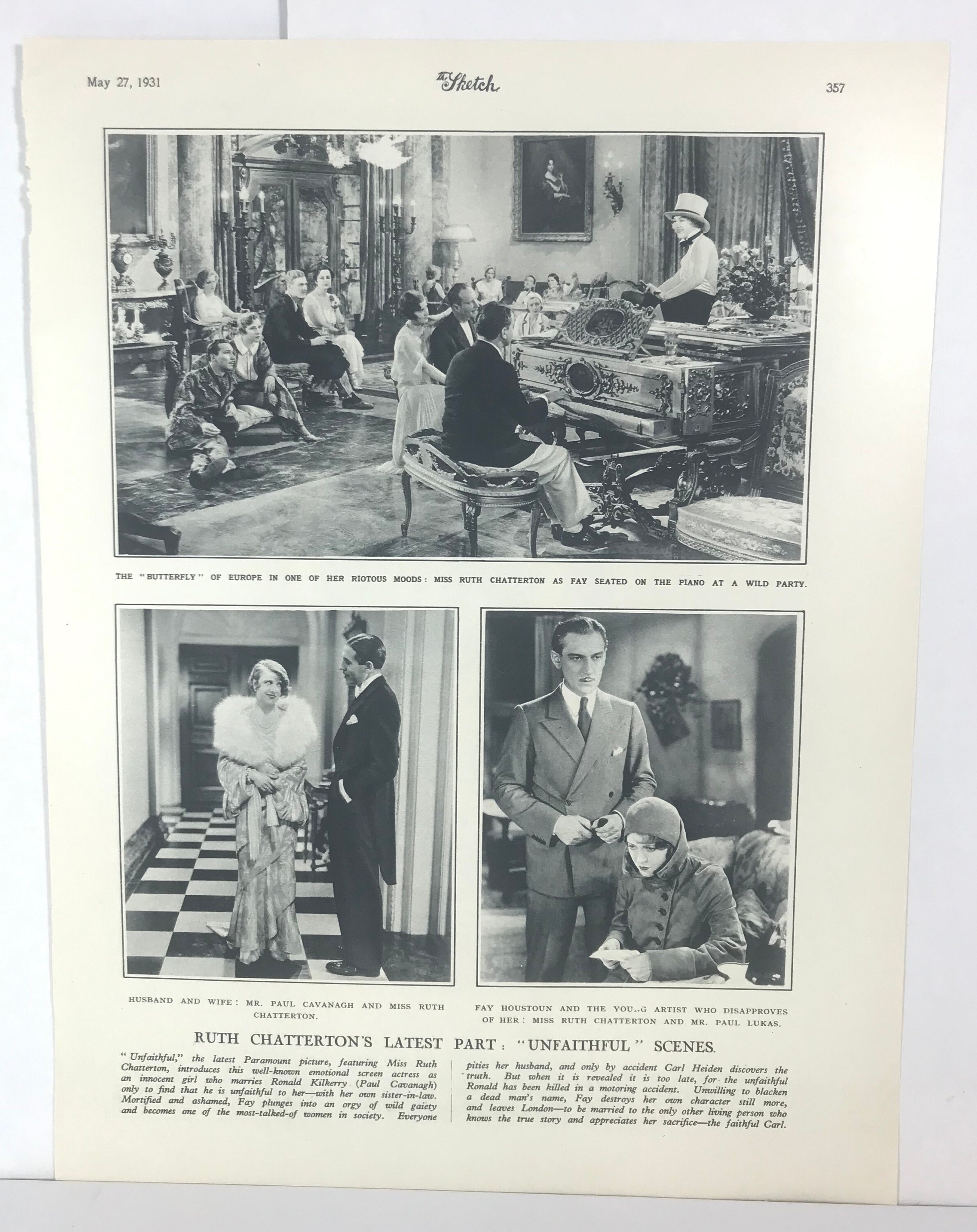 1931 the Sketch Magazine Photos unfaithful Ruth Chatterton Mary ...