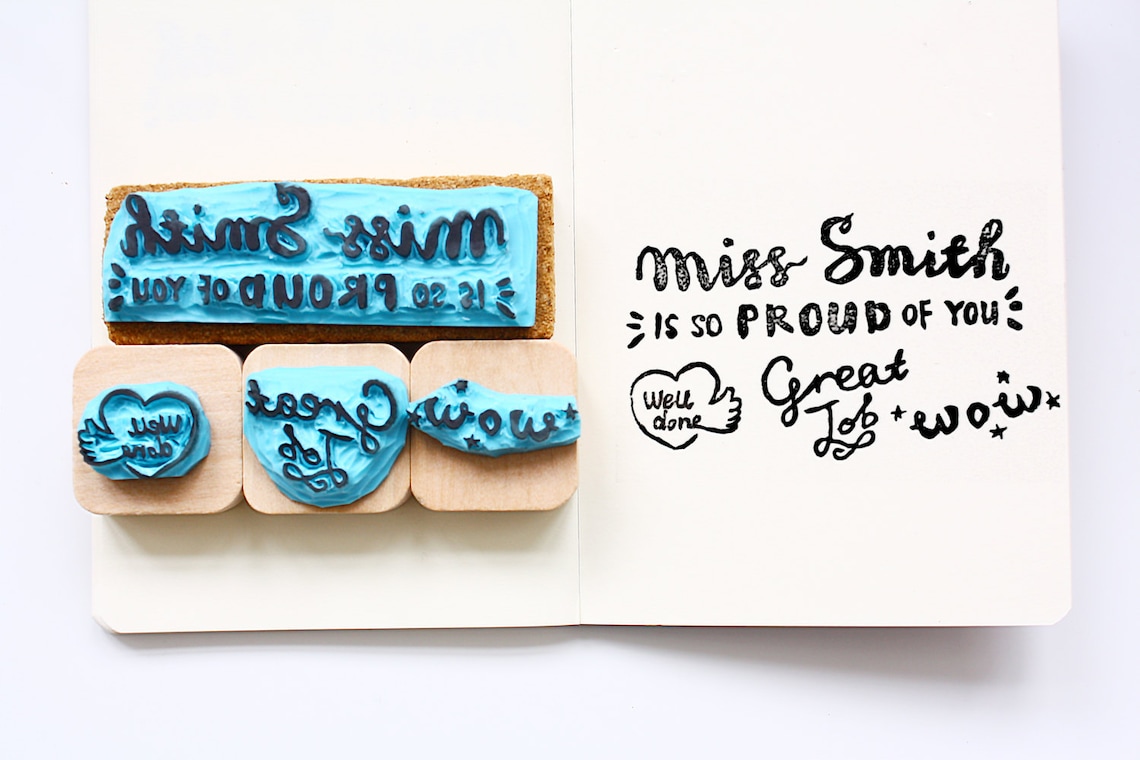 Teacher Stamp Set,custom Teacher Stamp,well Done Teacher Stamp,gift for ...