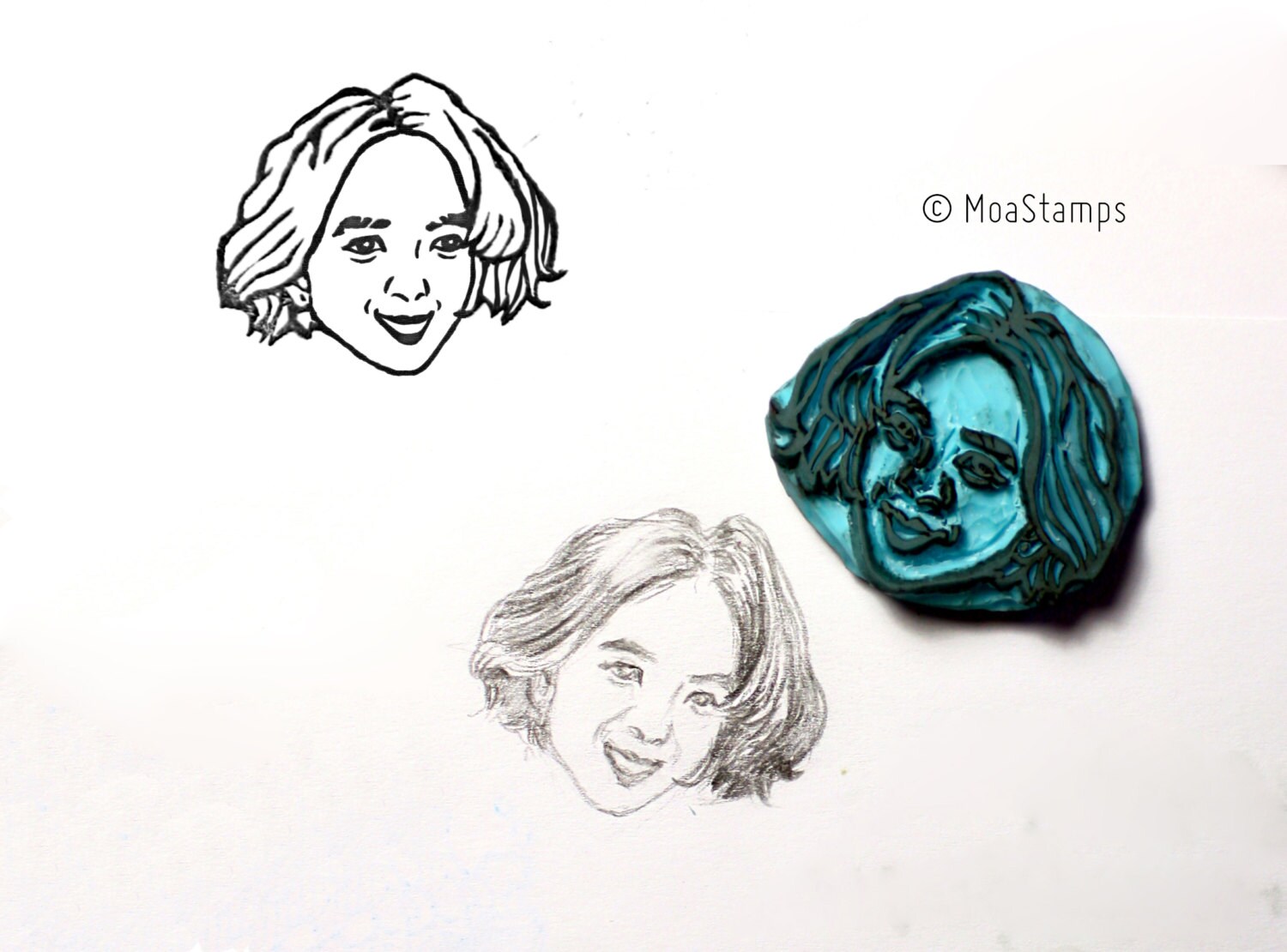 Portrait Stamp, Personalized Portrait Stamp, Potrait Illustration ...